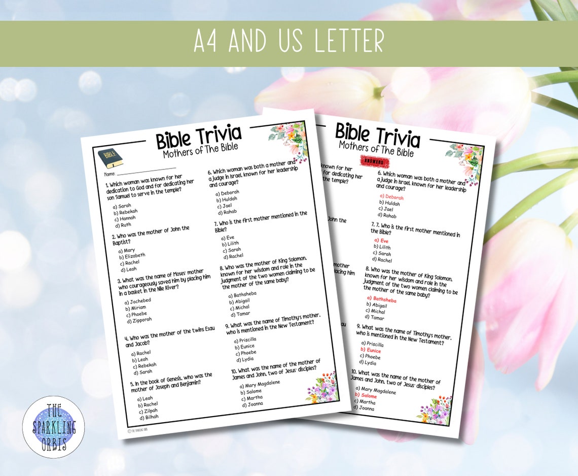 Printable Mother's Day Bible Trivia | Mothers of the Bible | Mother's ...