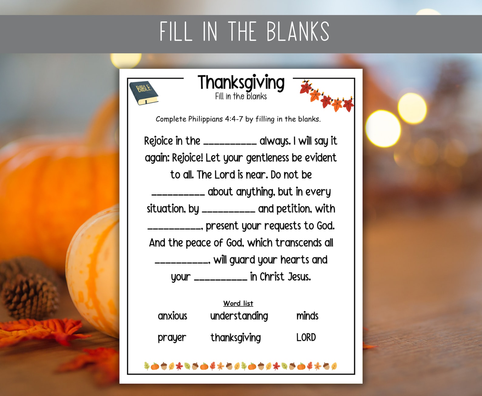 Printable Christian Thanksgiving Activity Pack | Thanksgiving | Word ...