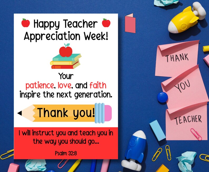 Christian Teacher Appreciation Cards: Printable Thank You Folding Cards ...