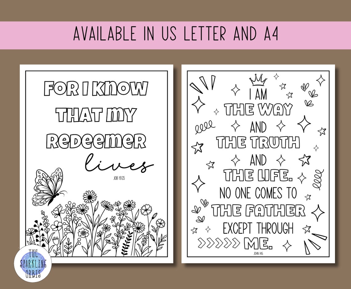 Set of 5 Printable Bible Verse Coloring Pages | Christian Easter ...
