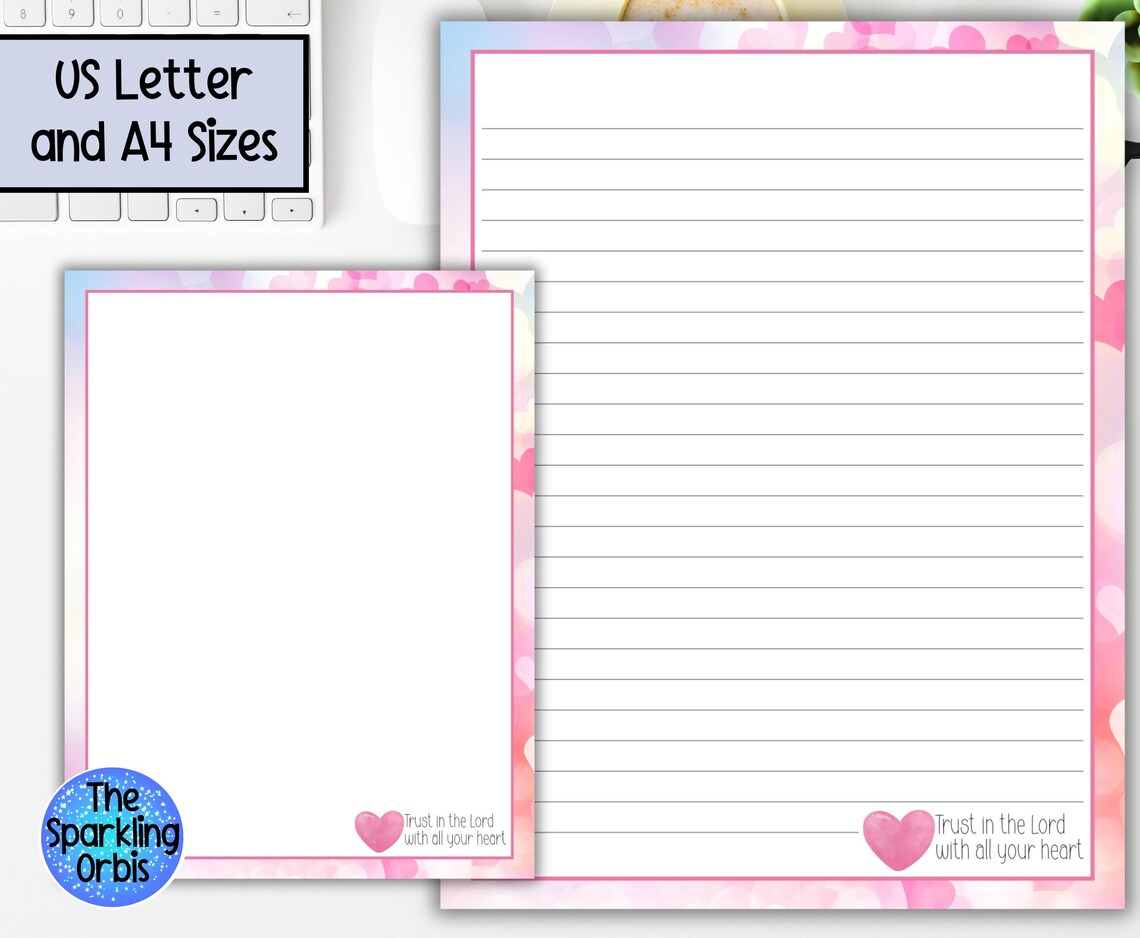 Printable Christian Note Paper | Trust in the Lord | Lined and Blank ...