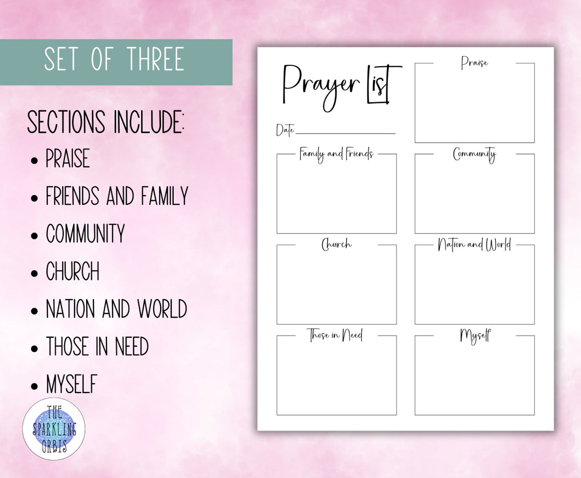 Printable Bible Study, Church Notes, and Prayer List Templates ...