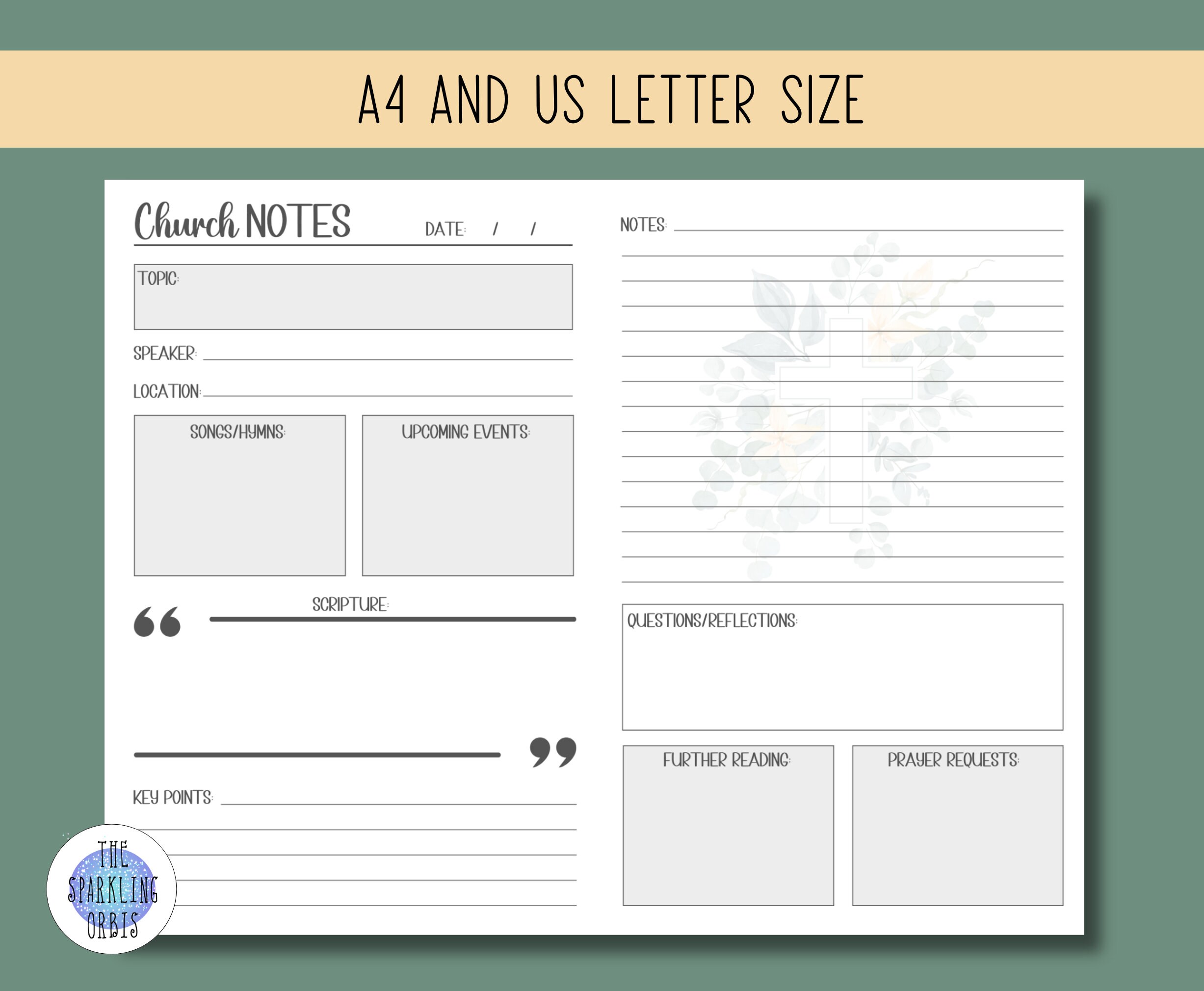Printable Church Notes Template | Sermon Notes | Church Notes | PDF ...