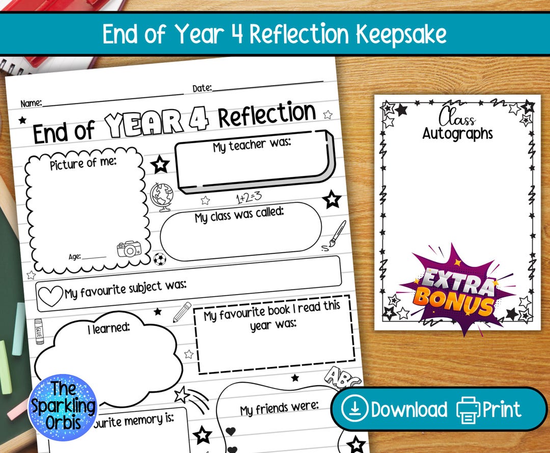 End of Year 4 Reflection Sheet: Pupil Keepsake (A4 PDF Download) - Etsy