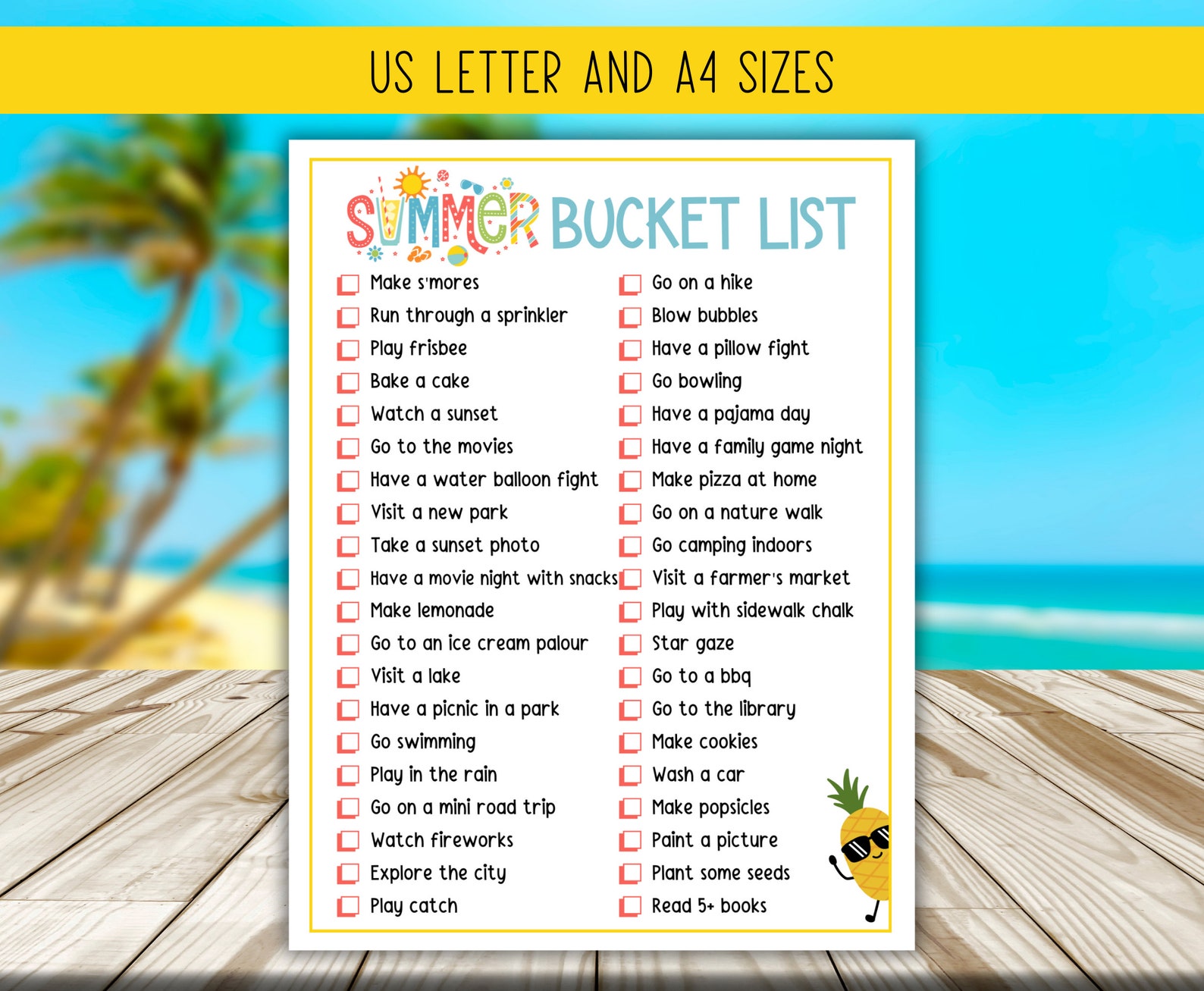 Printable Summer Bucket List PDF | Summer Break | Things to Do | Bucket ...