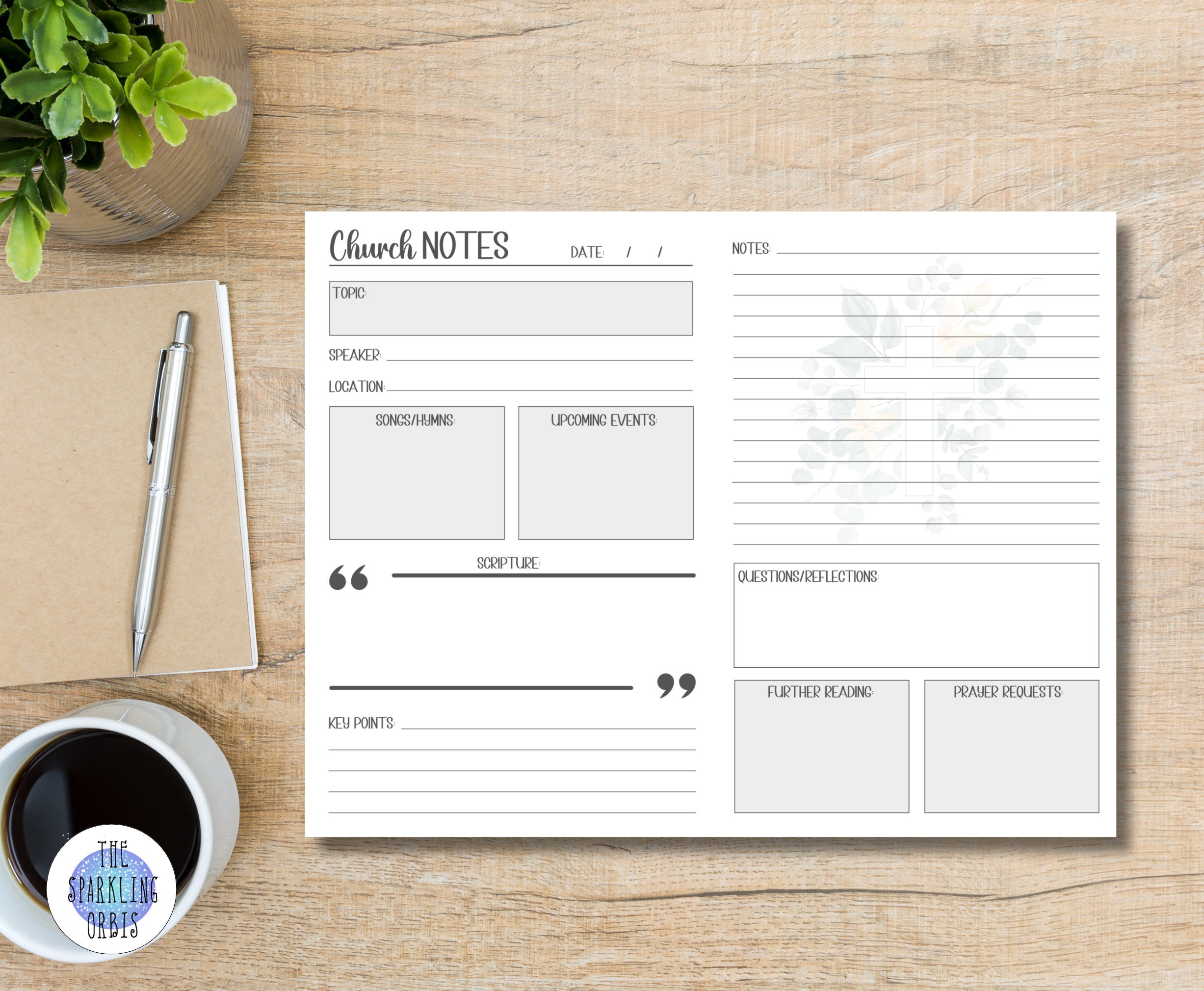 Printable Church Notes Template | Sermon Notes | Church Notes | PDF ...