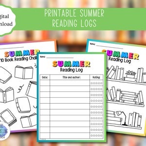 Printable Summer Reading Log PDF | Kids Reading Tracker | Summer ...