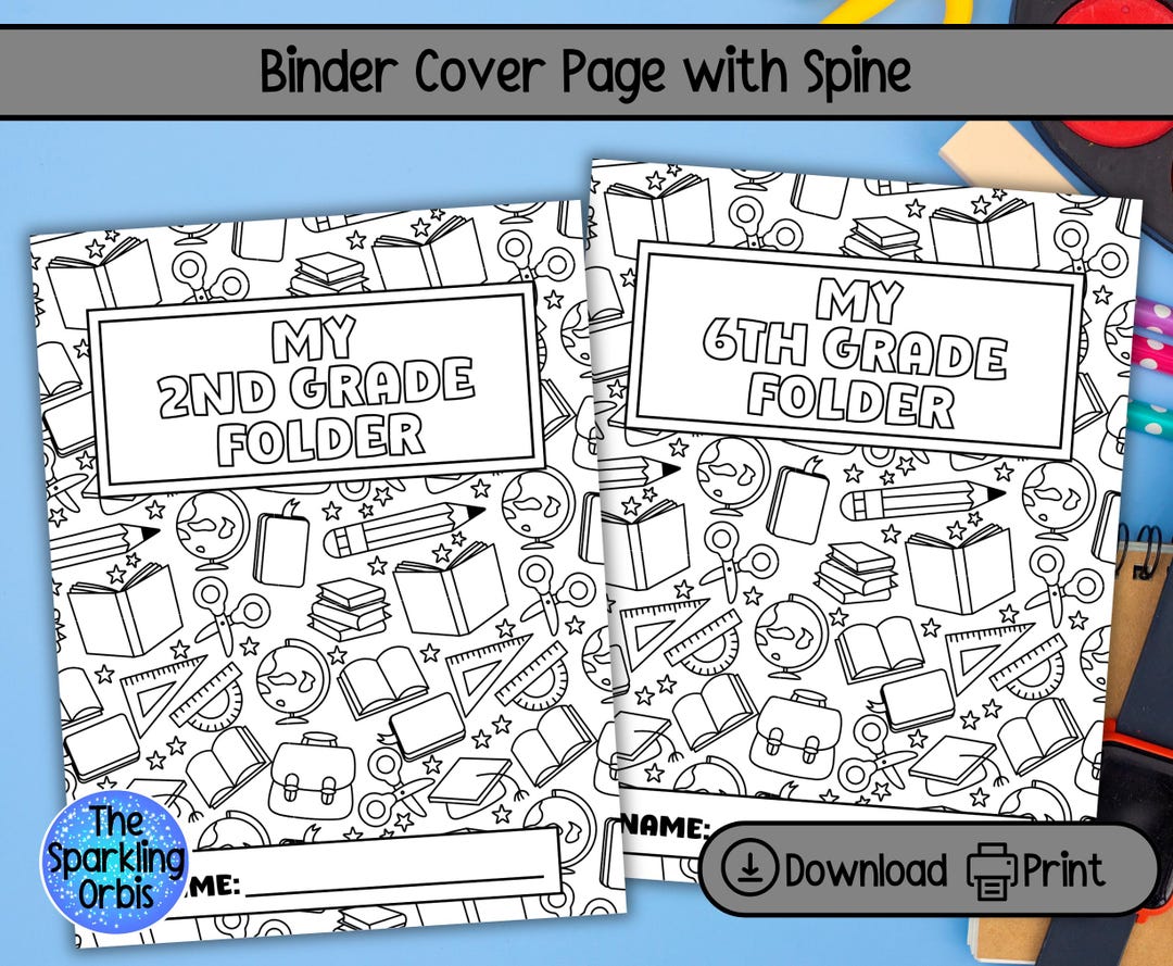 Printable Color-in Binder Cover Page and Spine | Kindergarten - 6th ...