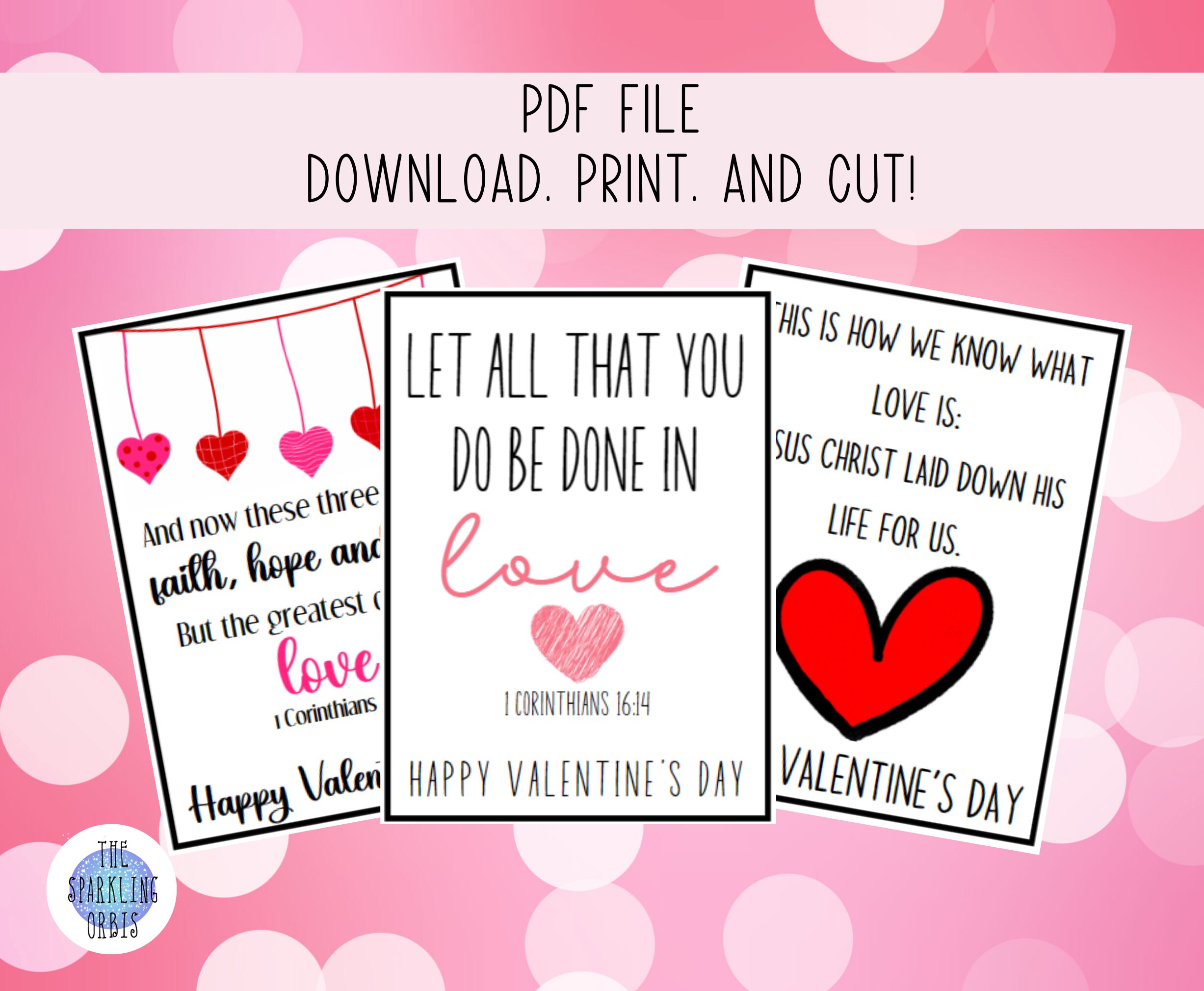 Printable Christian Valentines Cards | Bible Verse | Scripture | Set of ...