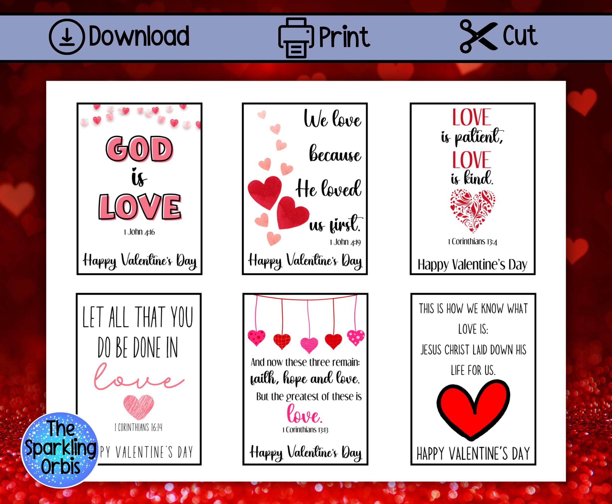Printable Christian Valentines Cards | Bible Verse | Scripture Cards ...