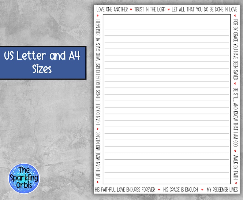 Christian Note Paper: Bible Verse Lined & Blank (digital Download) - Etsy