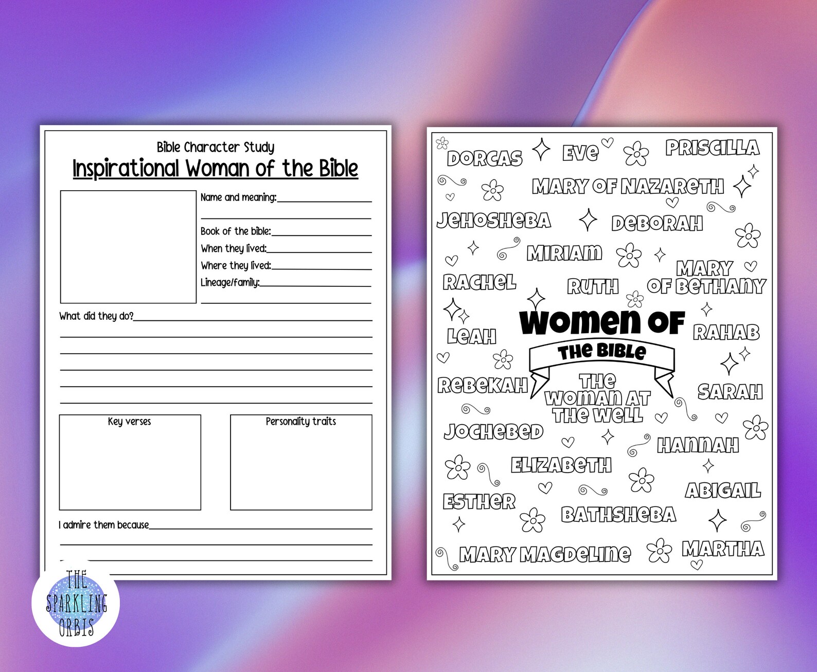 Printable Christian Women of the Bible Worksheet | Coloring Page ...