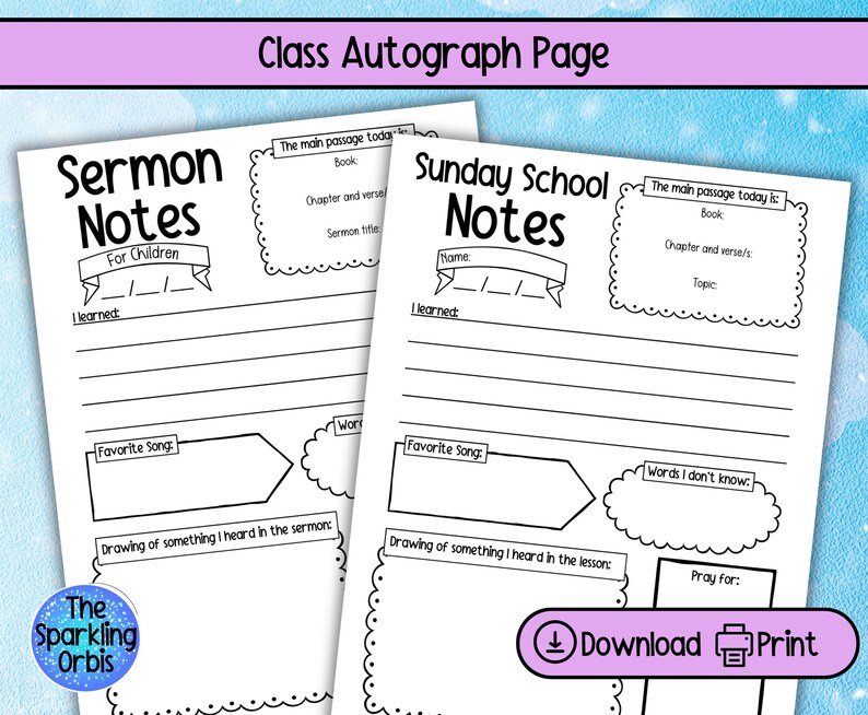 Printable Sermon Notes Template for Children: Church & Sunday School ...