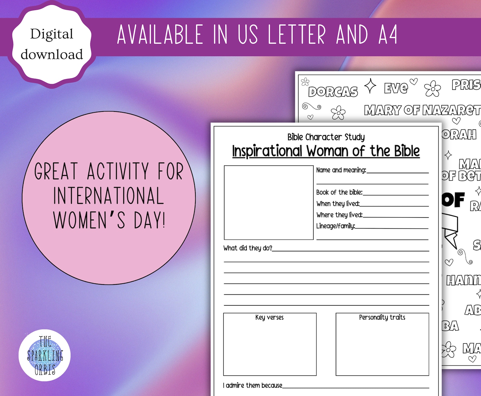 Printable Christian Women of the Bible Worksheet | Coloring Page ...