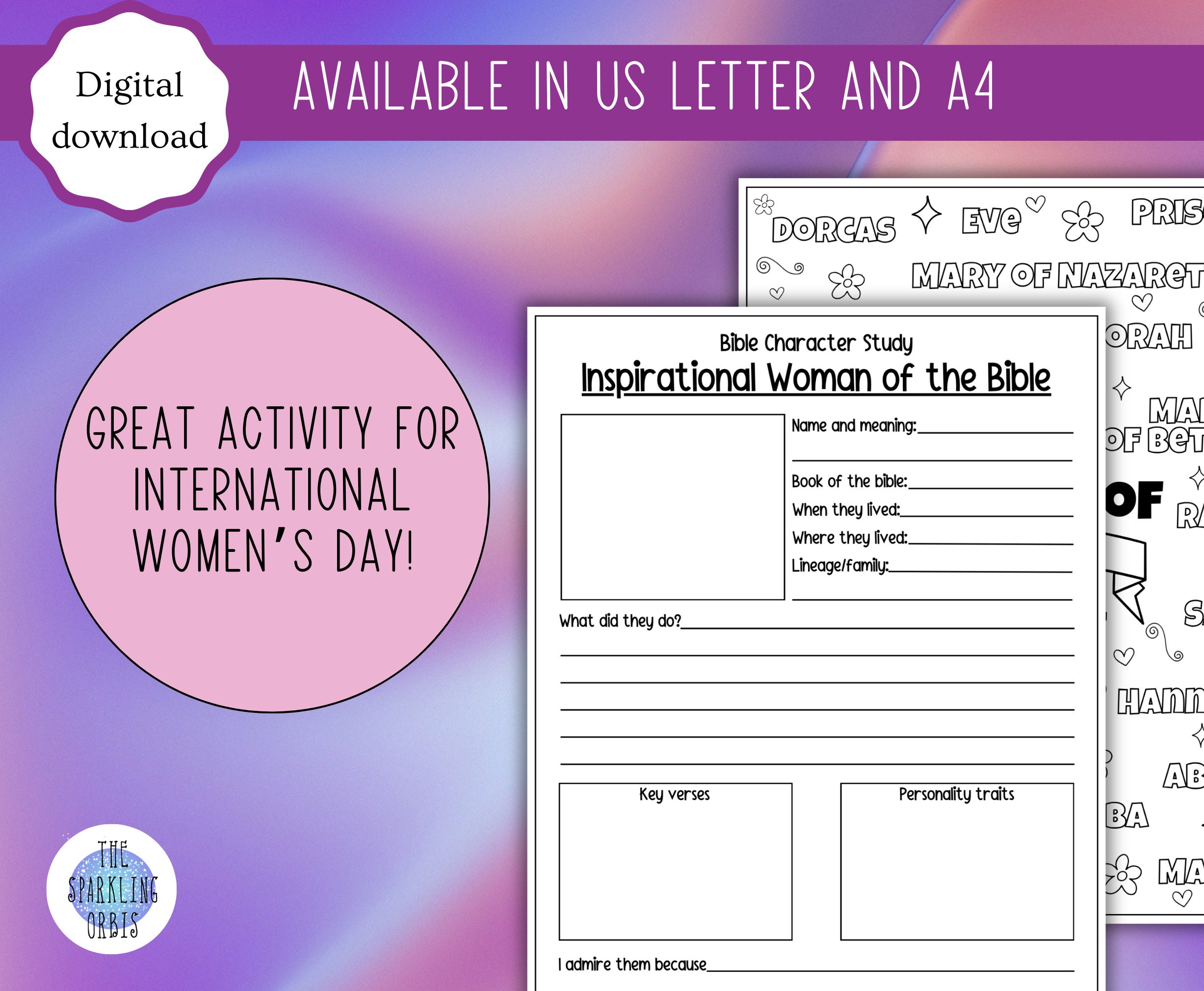 Printable Christian Women of the Bible Worksheet | Coloring Page ...