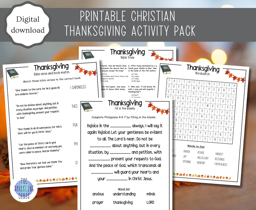 Printable Christian Thanksgiving Activity Pack | Thanksgiving | Word ...