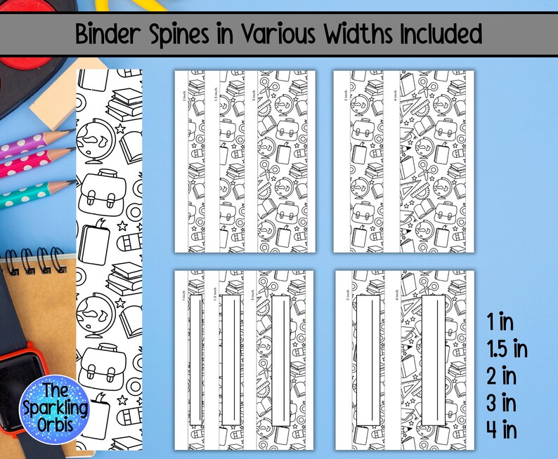 Printable Color-in Binder Cover Page and Spine | Kindergarten - 6th ...