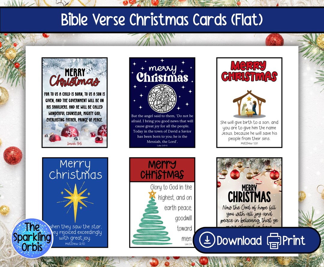 Printable Christian Christmas Cards | Flat Cards | Bible Verse ...