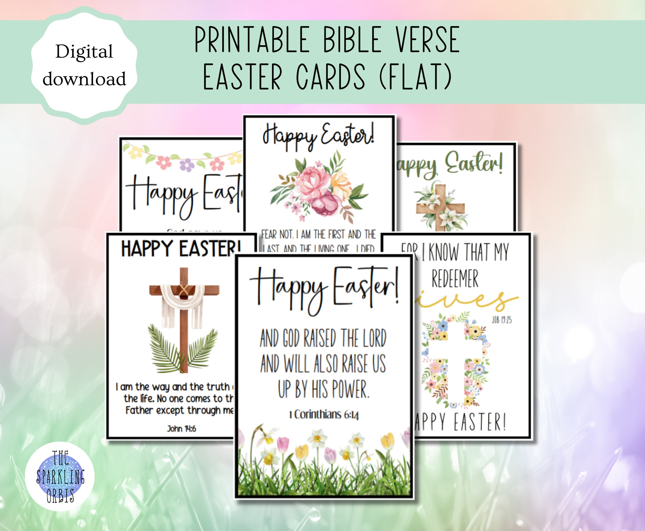 Printable Christian Easter Cards | Bible Verse | Flat Cards | Religious ...