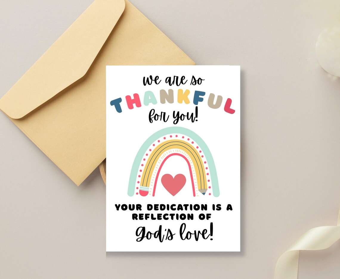 Christian Teacher Appreciation Cards: Printable Thank You Folding Cards ...