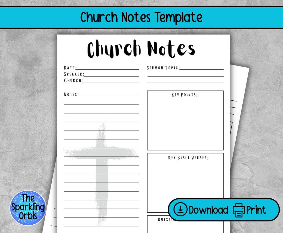 Printable Church Notes Template | Sermon Notes | Church Notes | Note ...