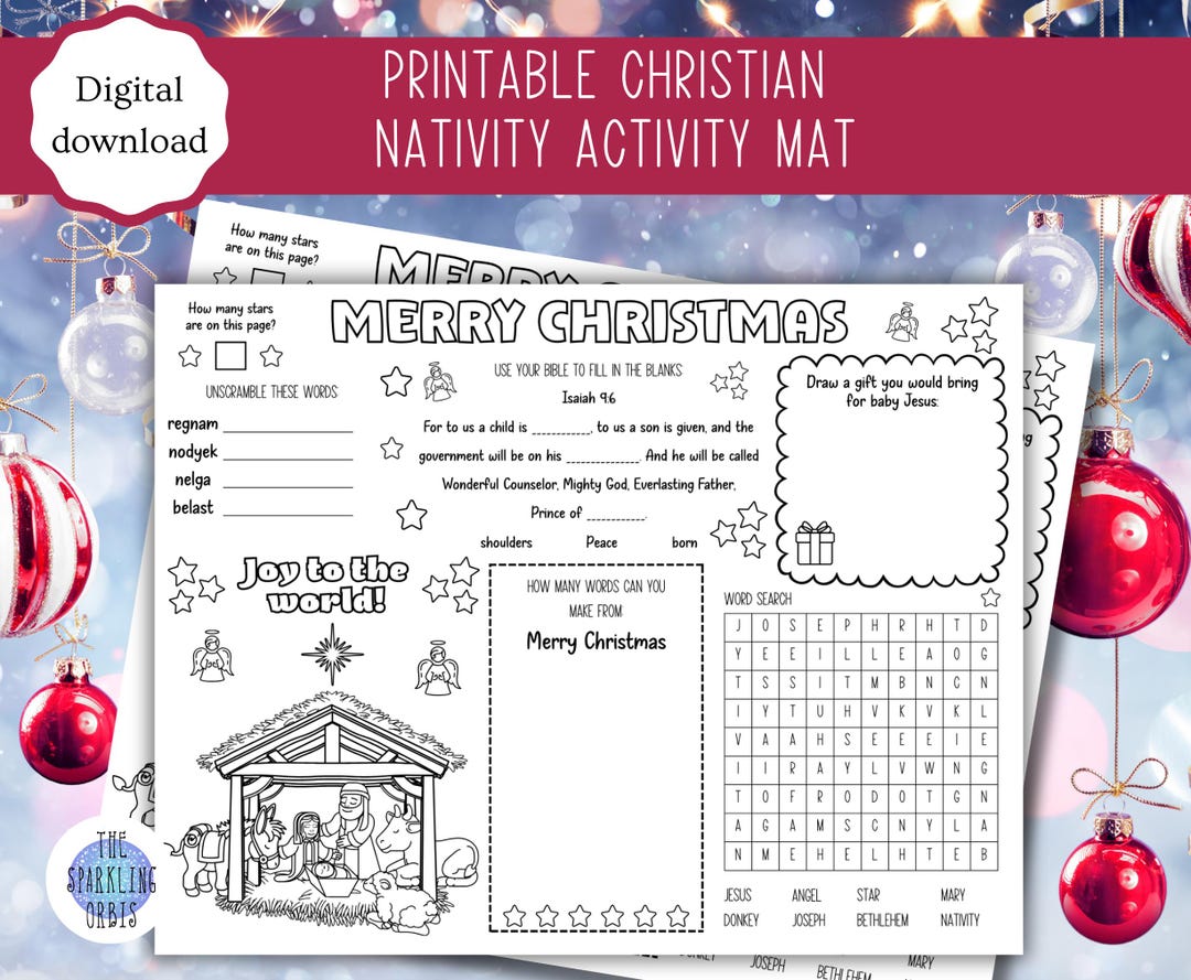 Printable Christian Christmas Activity Mat | Sunday School Activity ...