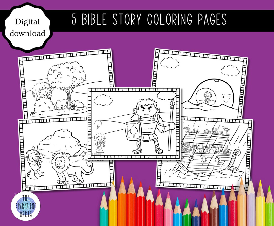 Printable Bible Stories Coloring Pages | Christian Coloring Pages | Set ...
