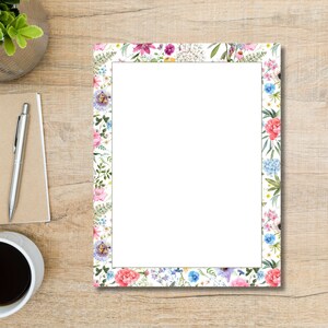 Printable Flower Note Paper | 8.5x11in | A4 | Lined and Blank Pages | 2 ...
