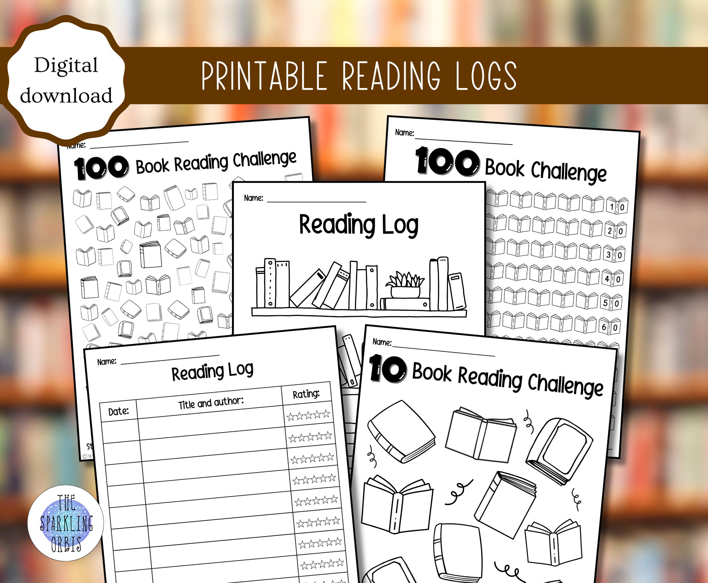 Printable Reading Log PDF Kids Reading Tracker Reading Challenge ...