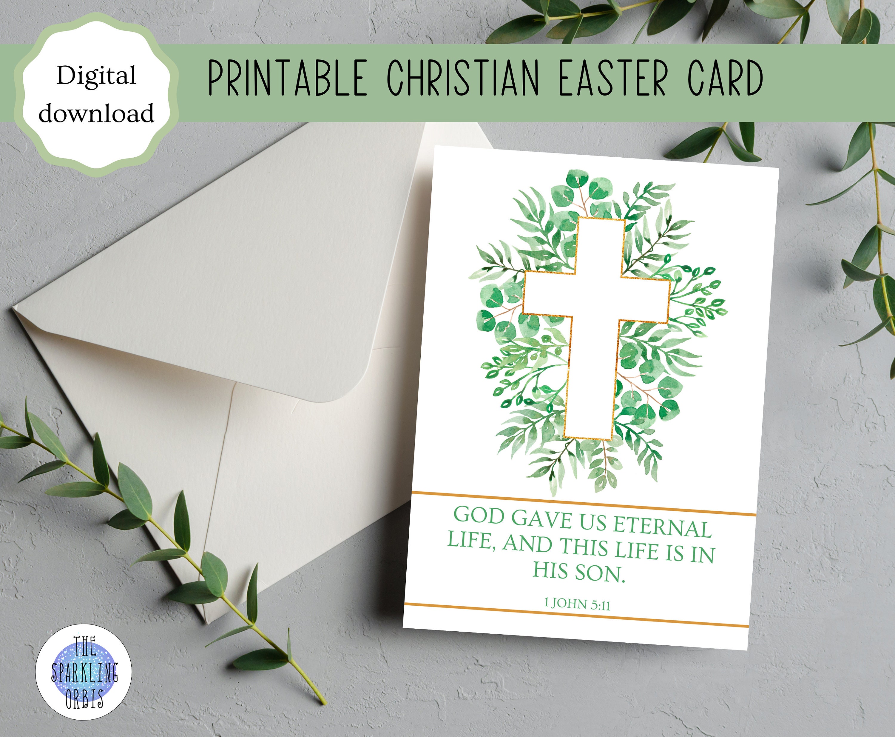 Printable Christian Easter Card | 1 John 5:11 | Religious Easter Card ...