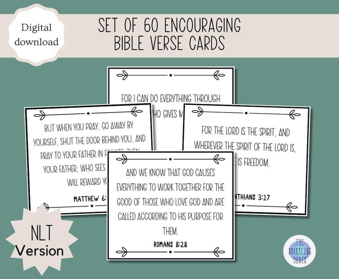 Set of 60 Printable Bible Verse Cards | for Inspiration and ...