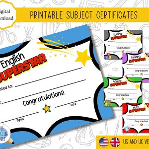 Printable Subject Achievement Certificates | Superstar Certificates ...