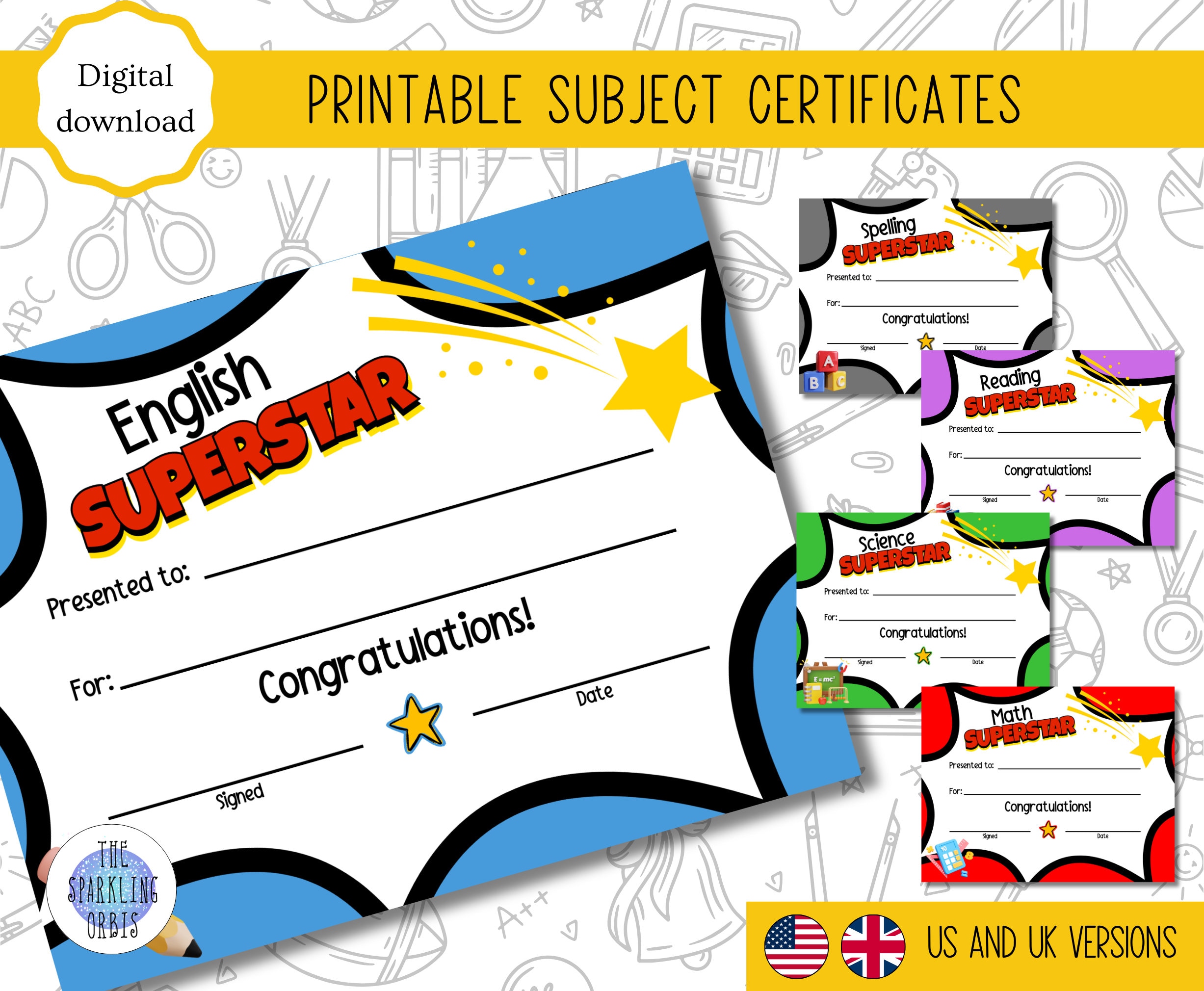 Printable Subject Achievement Certificates | Superstar Certificates ...