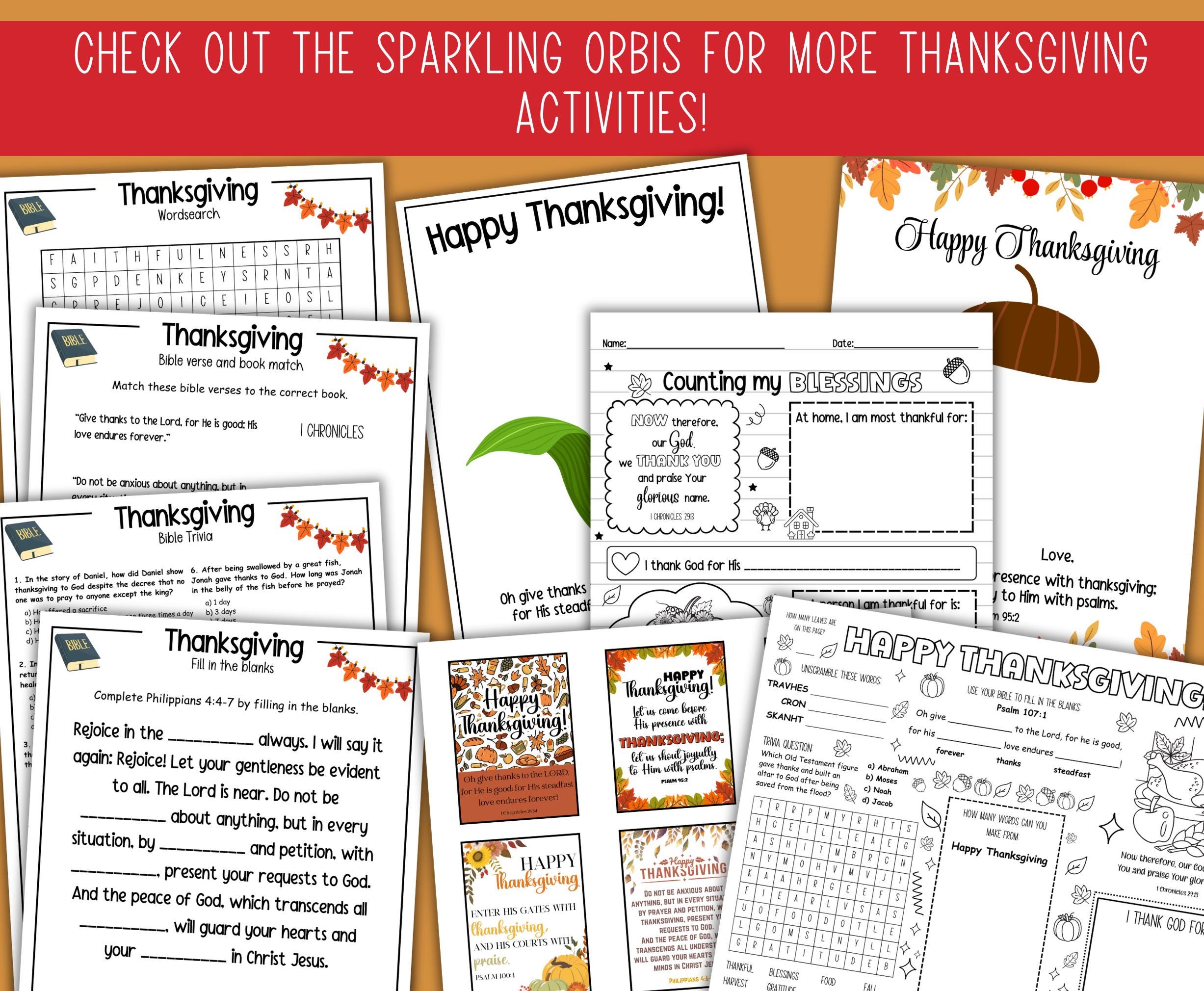 Printable Christian Thanksgiving Worksheet | Gratitude | Homeschool ...