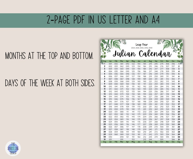 Julian Calendar | Military and Government | Leaf Design | Digital ...