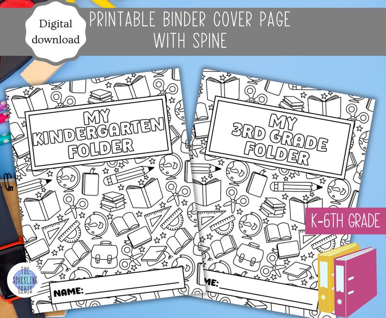 Printable Color-in Binder Cover Page and Spine | Kindergarten - 6th ...