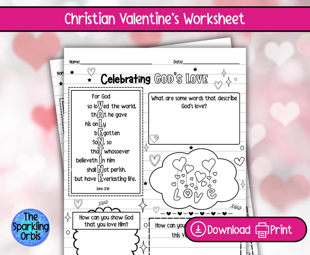 Printable Christian Valentine's Worksheet | Valentine's Activity ...