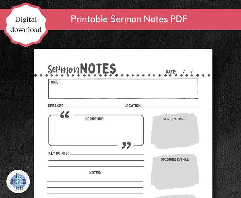 Printable Sermon Notes PDF | Church Notes | Instant Download | US ...