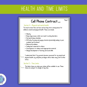 Printable Cell Phone Contract for Kids/teens | Cell Phone Agreement ...
