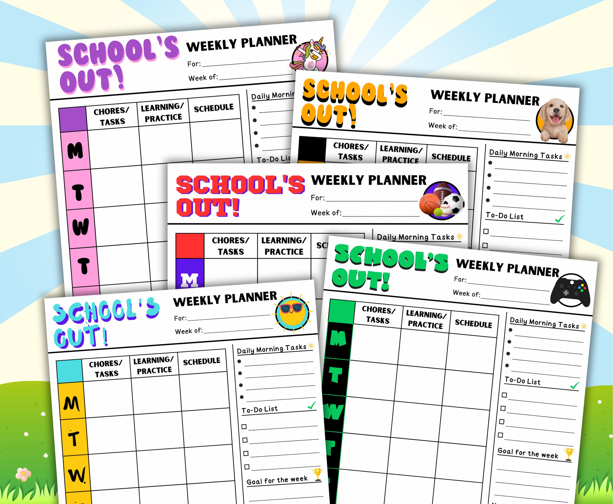 Printable School's Out Weekly Planner | Chores | School Holidays Chore ...