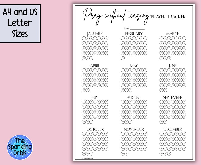 Printable Yearly Prayer Tracker | Christian Habit Tracker | Daily ...