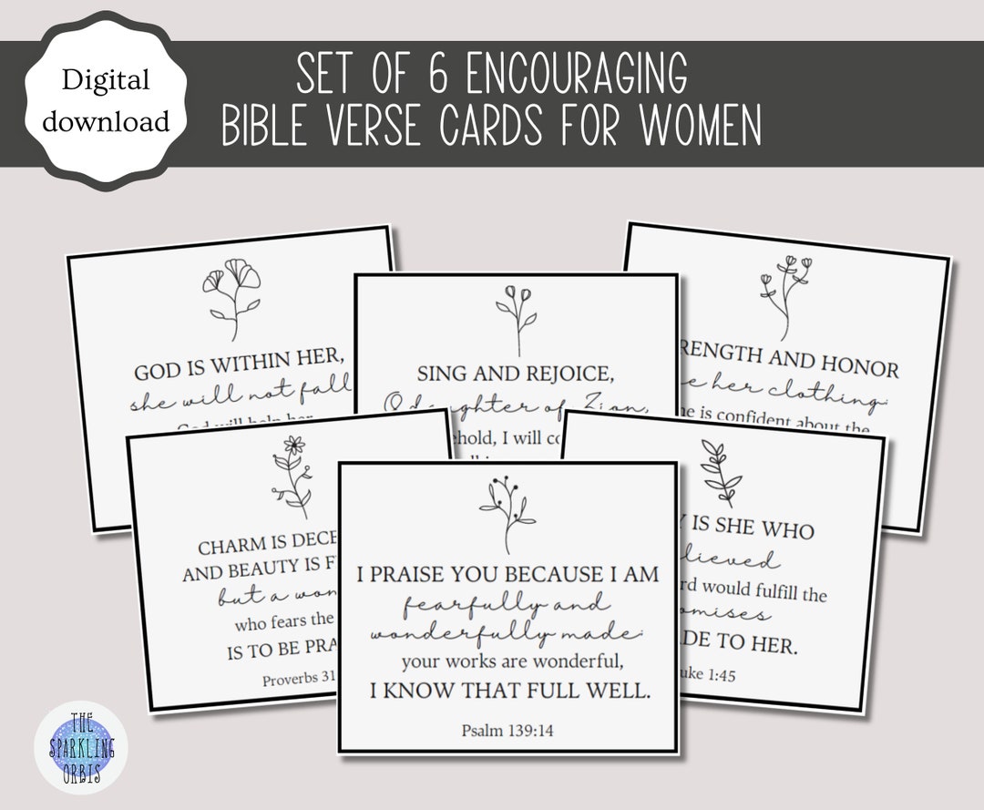 Set of 6 Printable Bible Verse Cards for Women | Scripture Cards ...