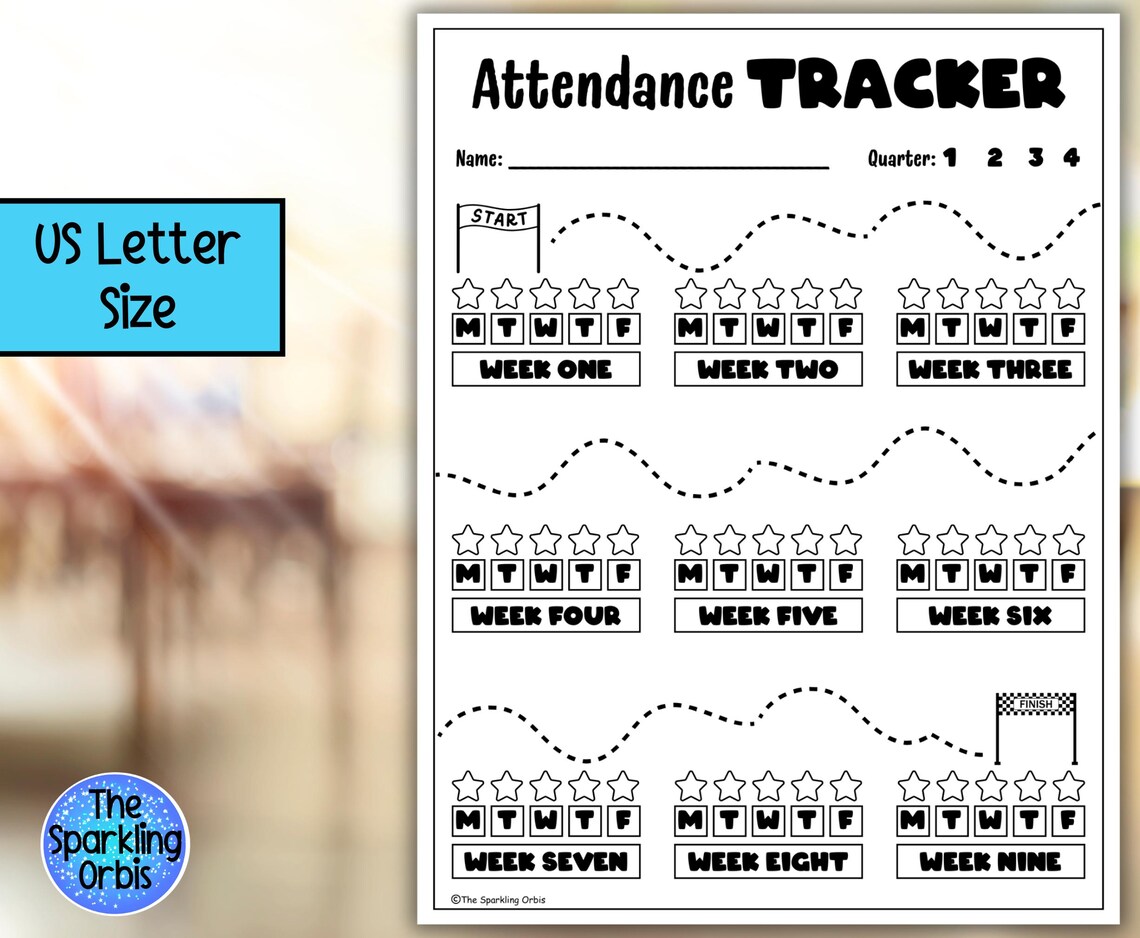 Printable Student Attendance Tracker: Nine Weeks, Self-tracking (PDF ...