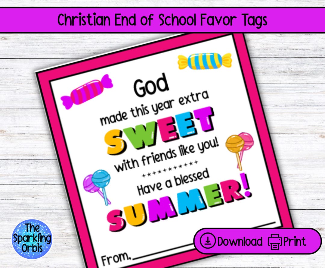 Printable Christian End of School Favor Tags (PDF) - Etsy