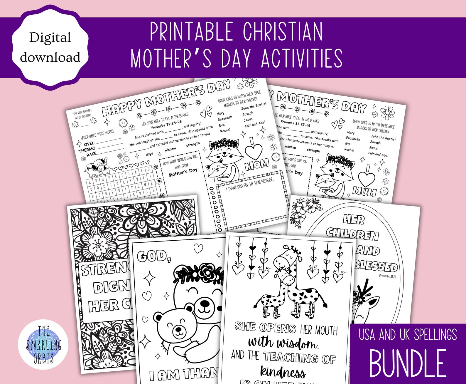 Printable Christian Mother's Day Activity Bundle | Mother's Day ...