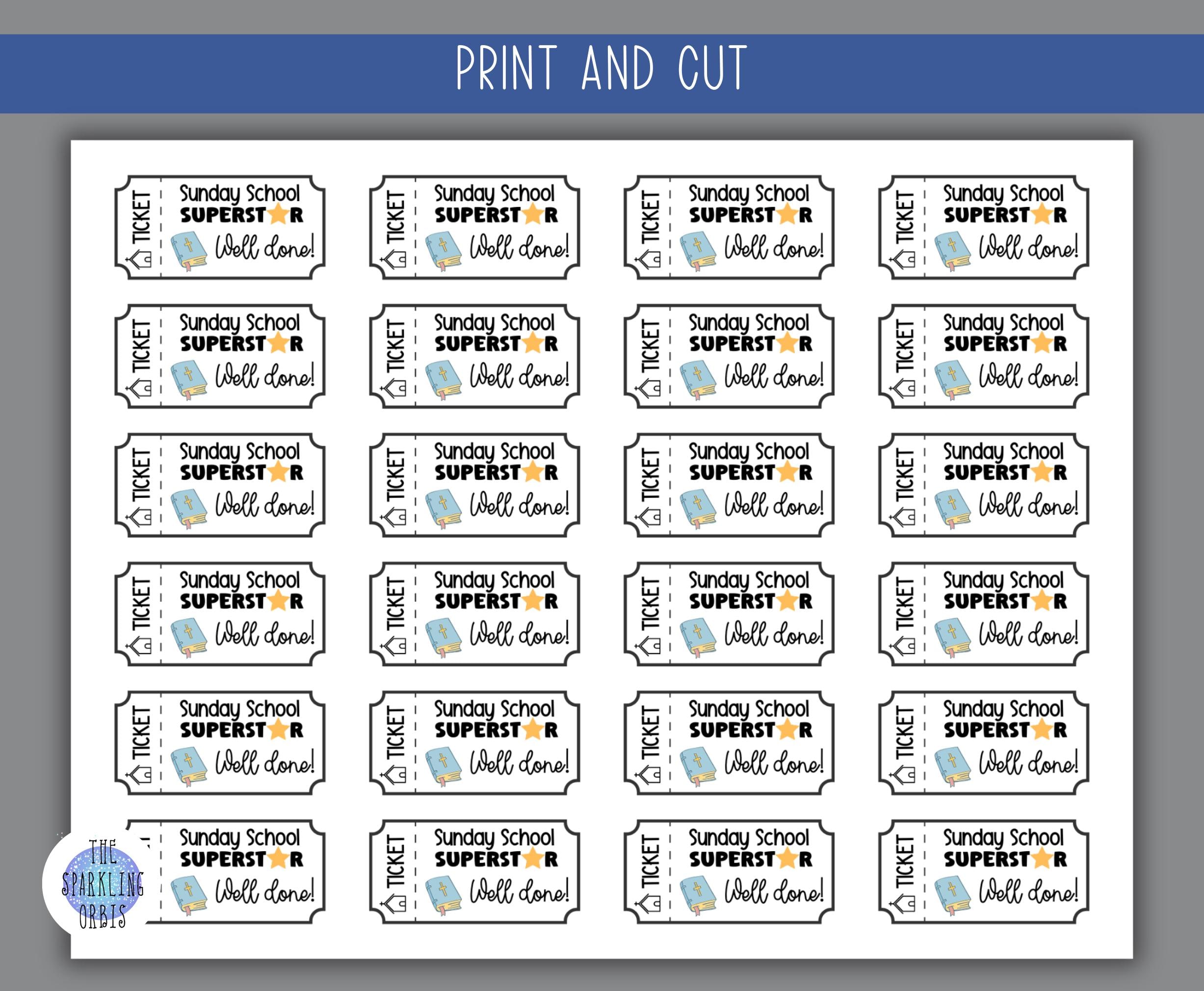 Printable Sunday School Reward Tickets and Certificate | Certificate ...