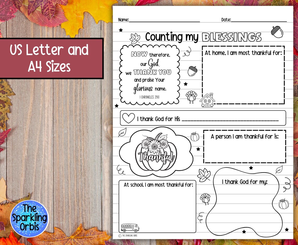 Printable Christian Thanksgiving Worksheet | Gratitude | Homeschool ...