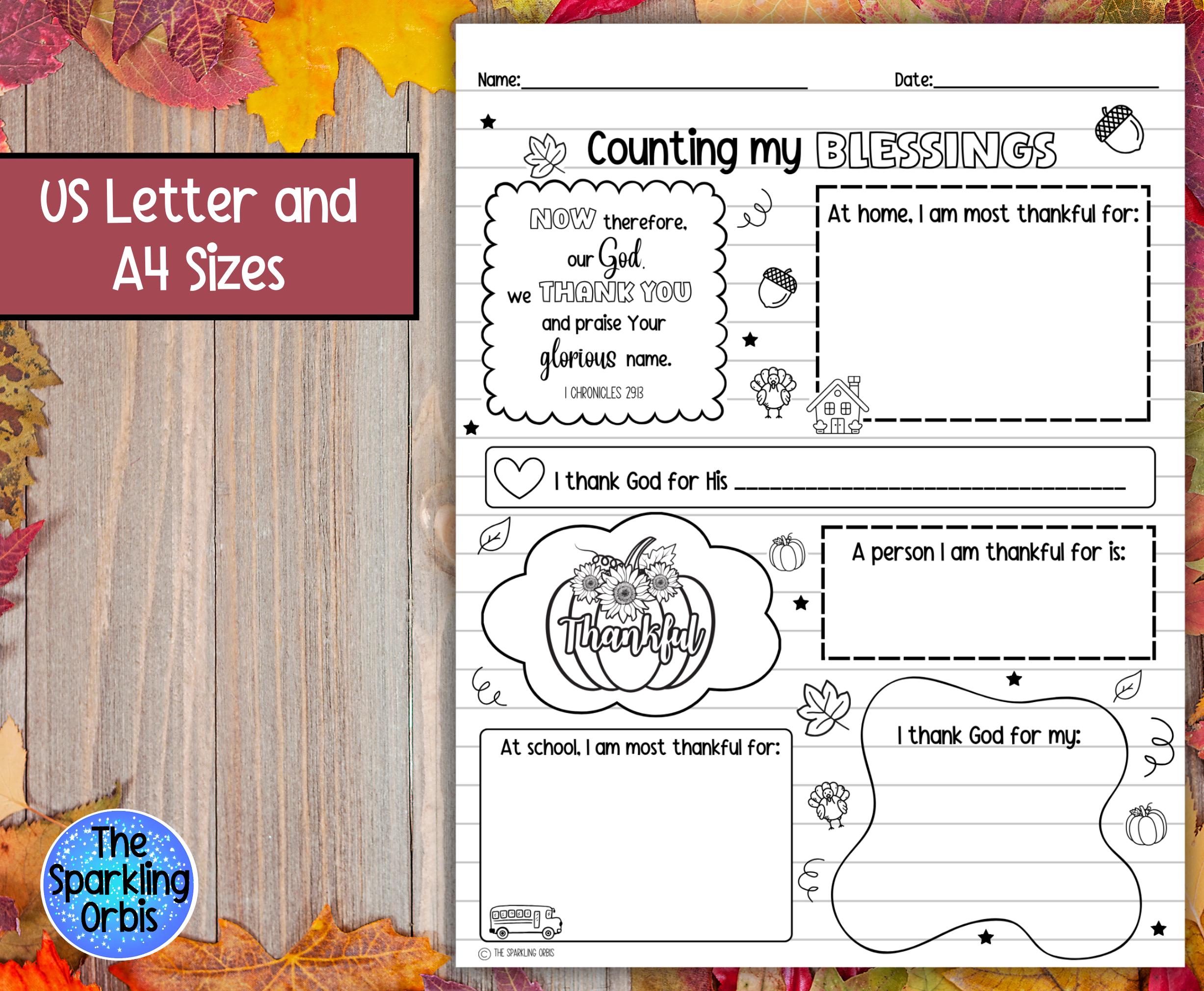 Printable Christian Thanksgiving Worksheet | Gratitude | Homeschool ...