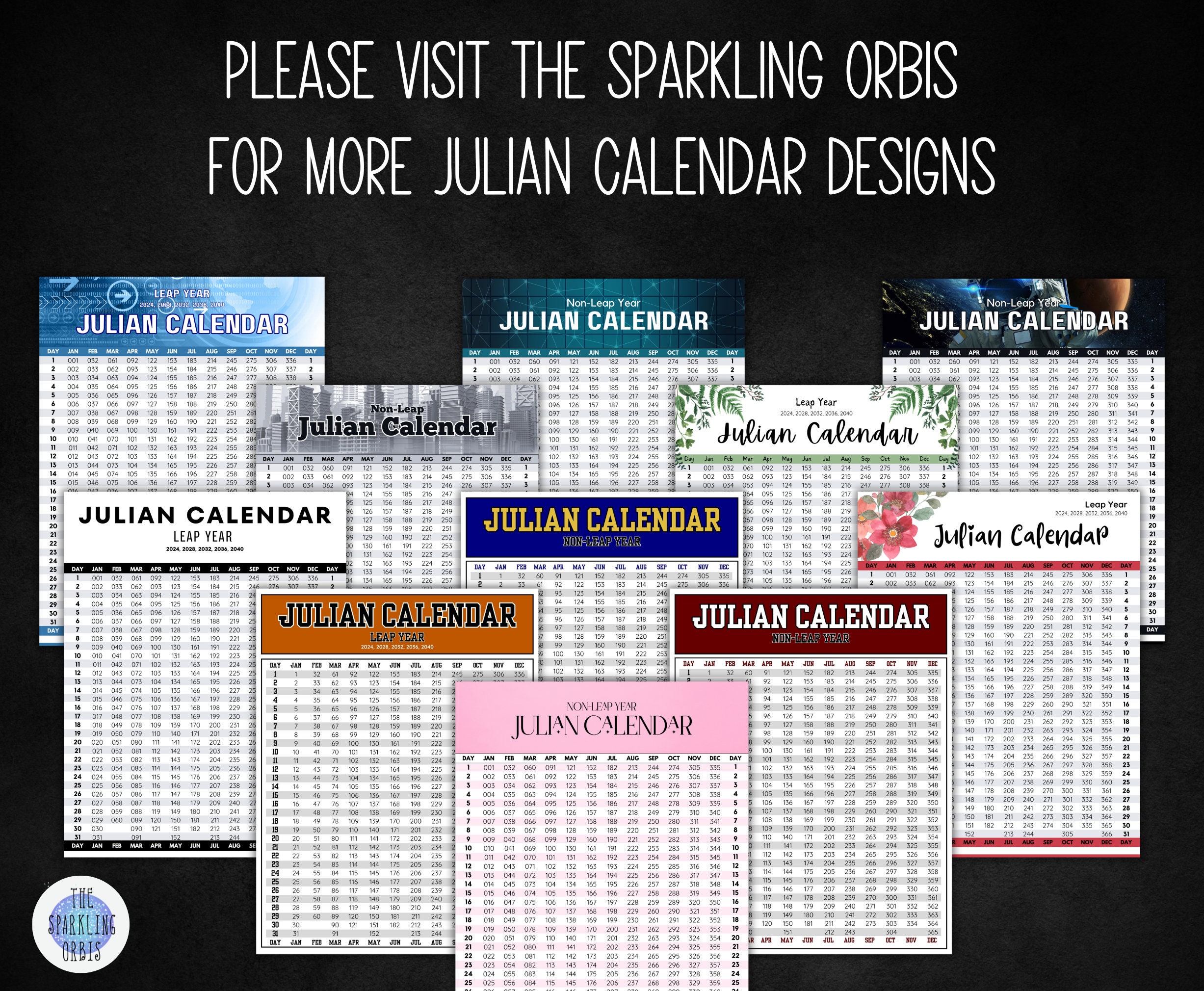 Printable Julian Calendar: Leap Year & Non-leap Year (US Letter and A4 ...
