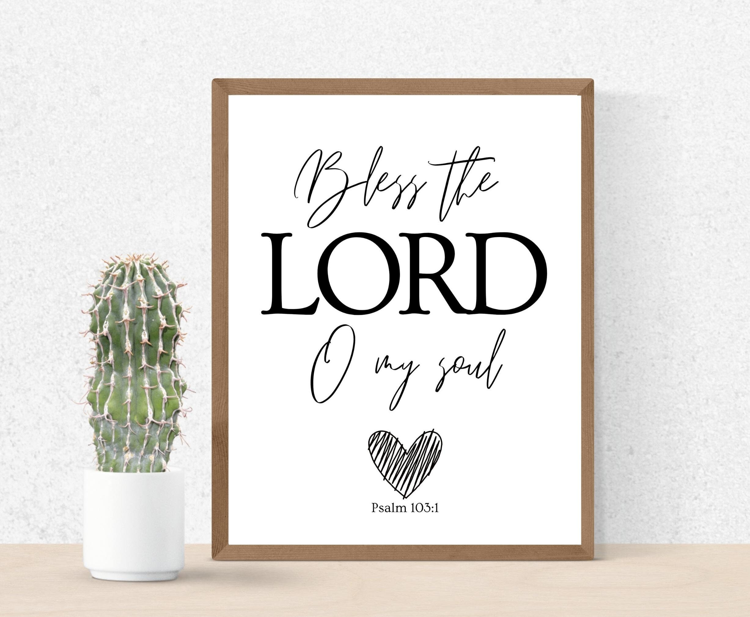Printable Bible Verse Wall Art Psalm 103:1 KJV Religious Wall Art Bible ...